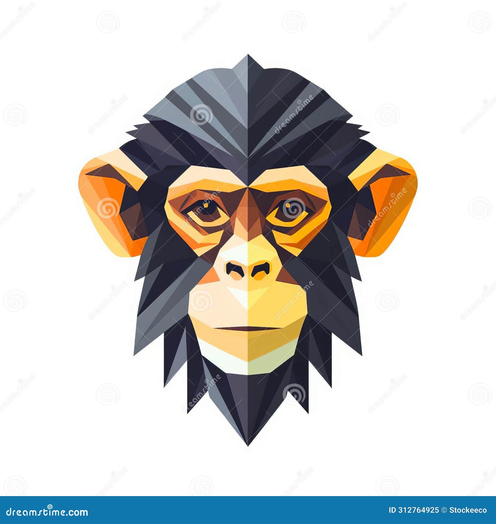 Geometric Cartoon Monkey Head: Minimalistic Chimp Icon Pattern Stock ...