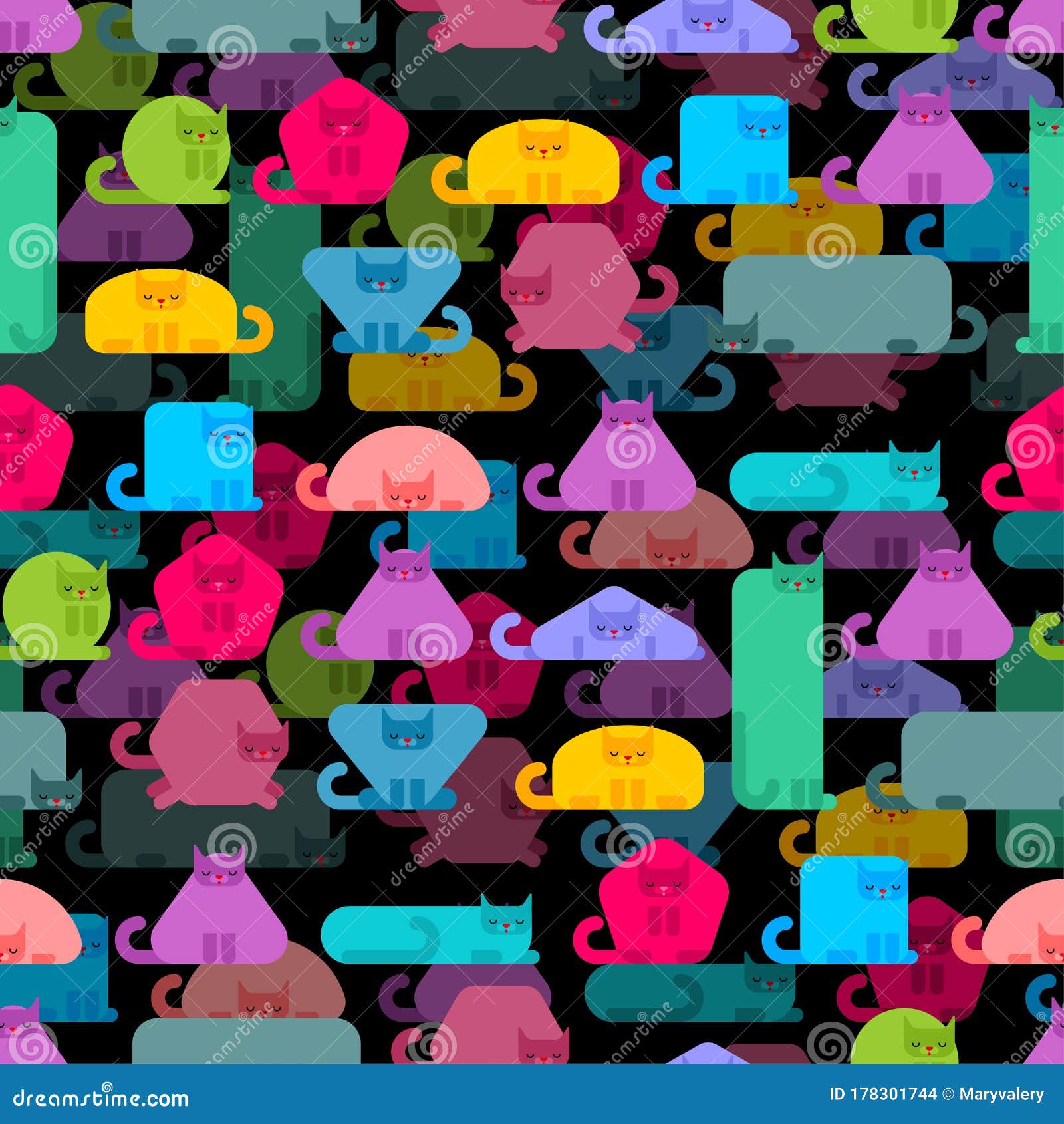 Geometric Cat Pattern Seamless. Pet Geometric Shapes Background. Square ...