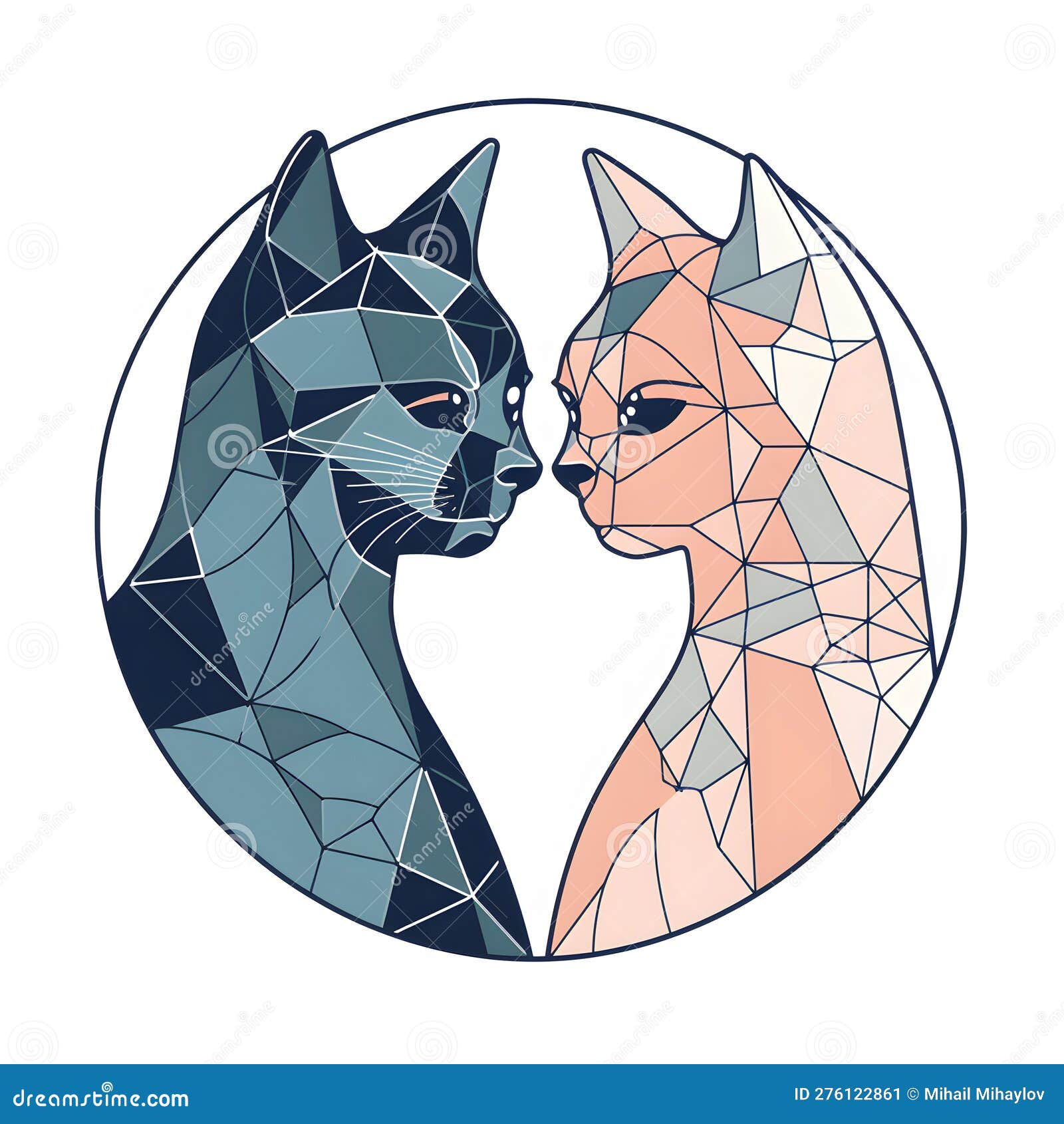 Geometric Cats Ai Generated Art Stock Illustration - Illustration of ...
