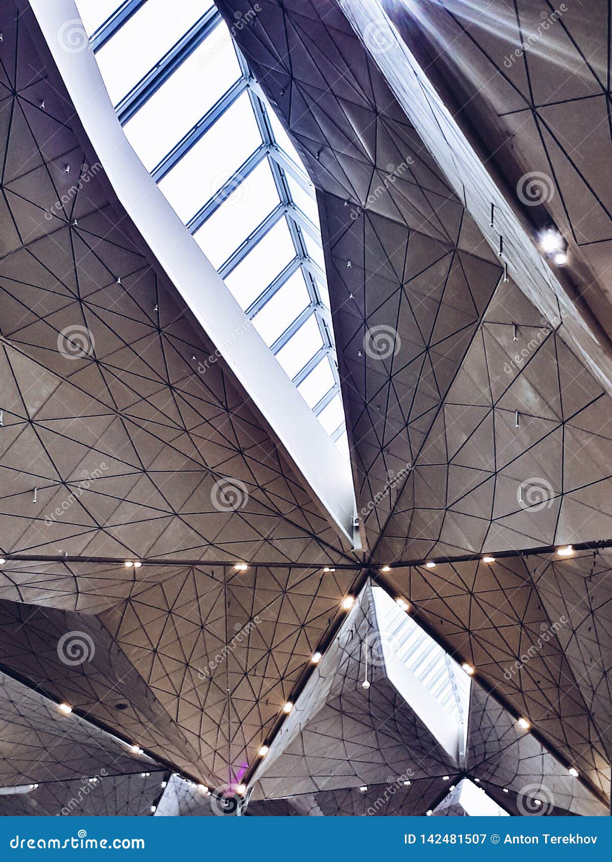 Geometric Ceiling of Airport Stock Image - Image of modern, texture ...