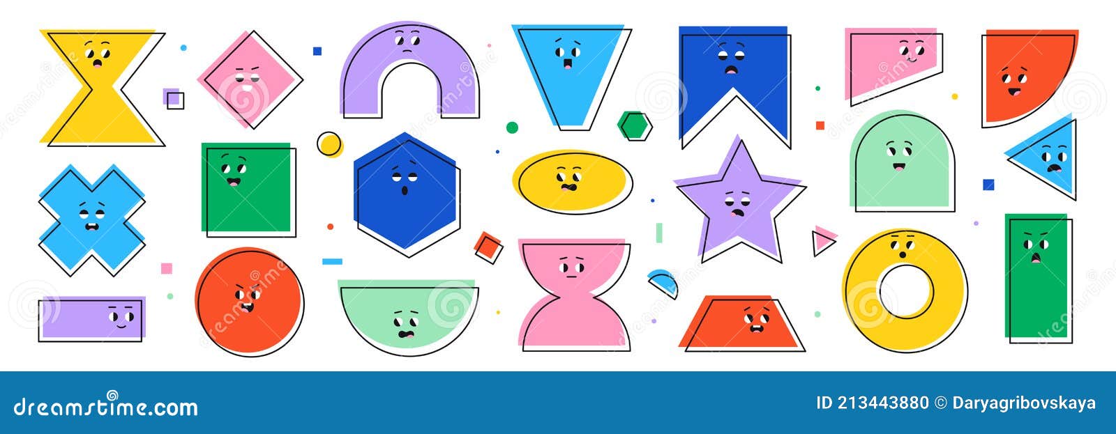 Cartoon Basic Geometric Shapes. Smiling Shapes. Isolated On White ... Cartoon Basic Geometric Shapes. Smiling Shapes. Isolated On White ...