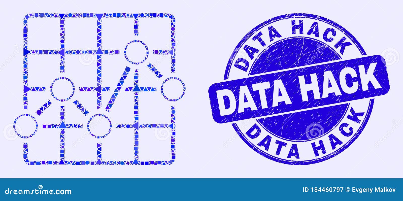 Blue Distress Data Hack Seal and Chart Grid Mosaic Stock Vector ...