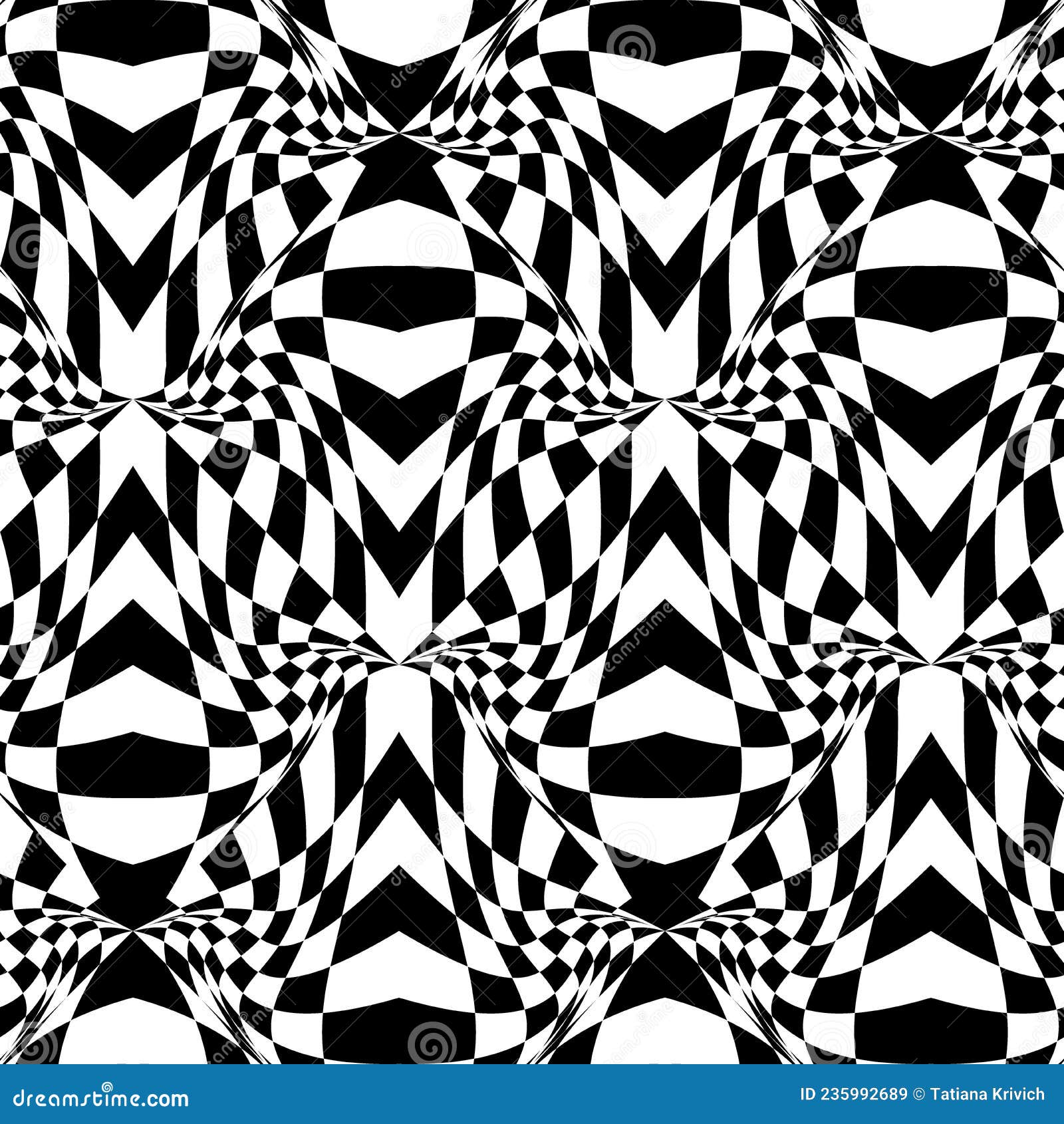 Geometric Checkered Pattern. Black White Shape Distortion Illusion ...