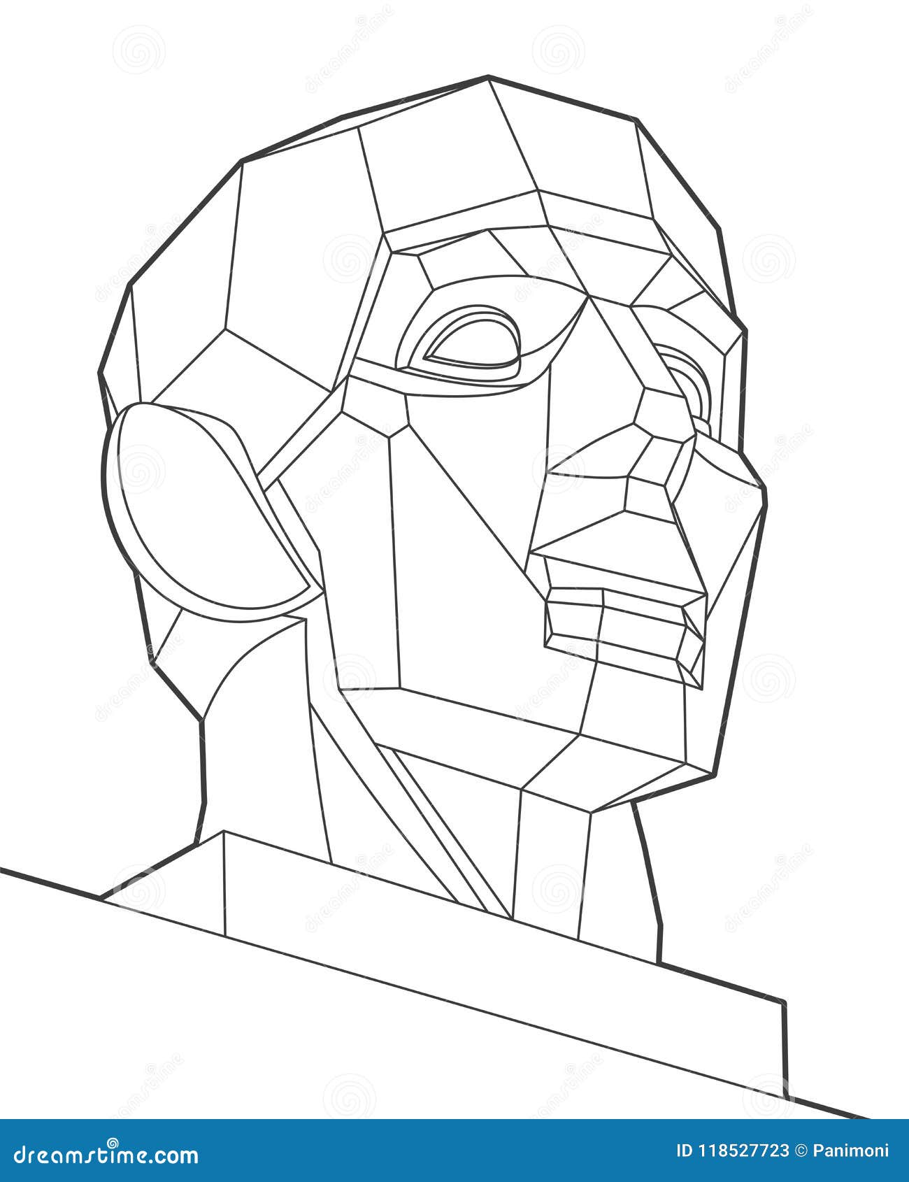Geometric Chopped Human Head, Gray Lines Face on White Background. Low ... Geometric Chopped Human Head, Gray Lines Face on White Background. Low ...