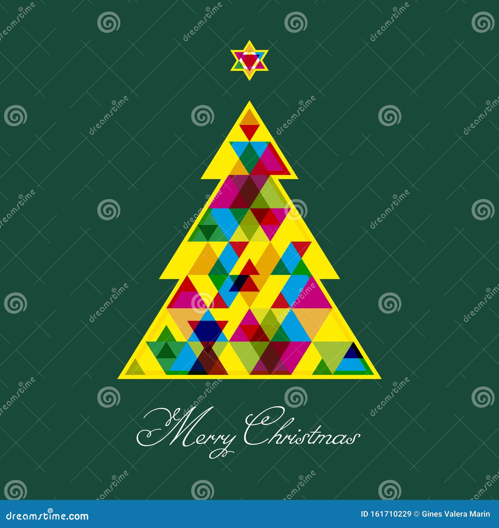Geometric Christmas Tree Made by Multiple Triangles. Stock Vector ...