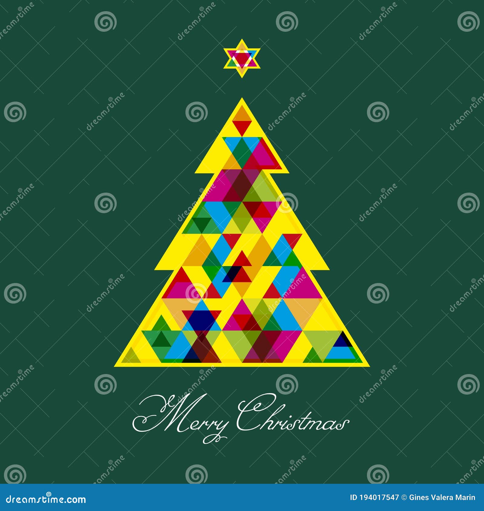 Geometric Christmas Tree Made by Multiple Triangles Stock Illustration ...