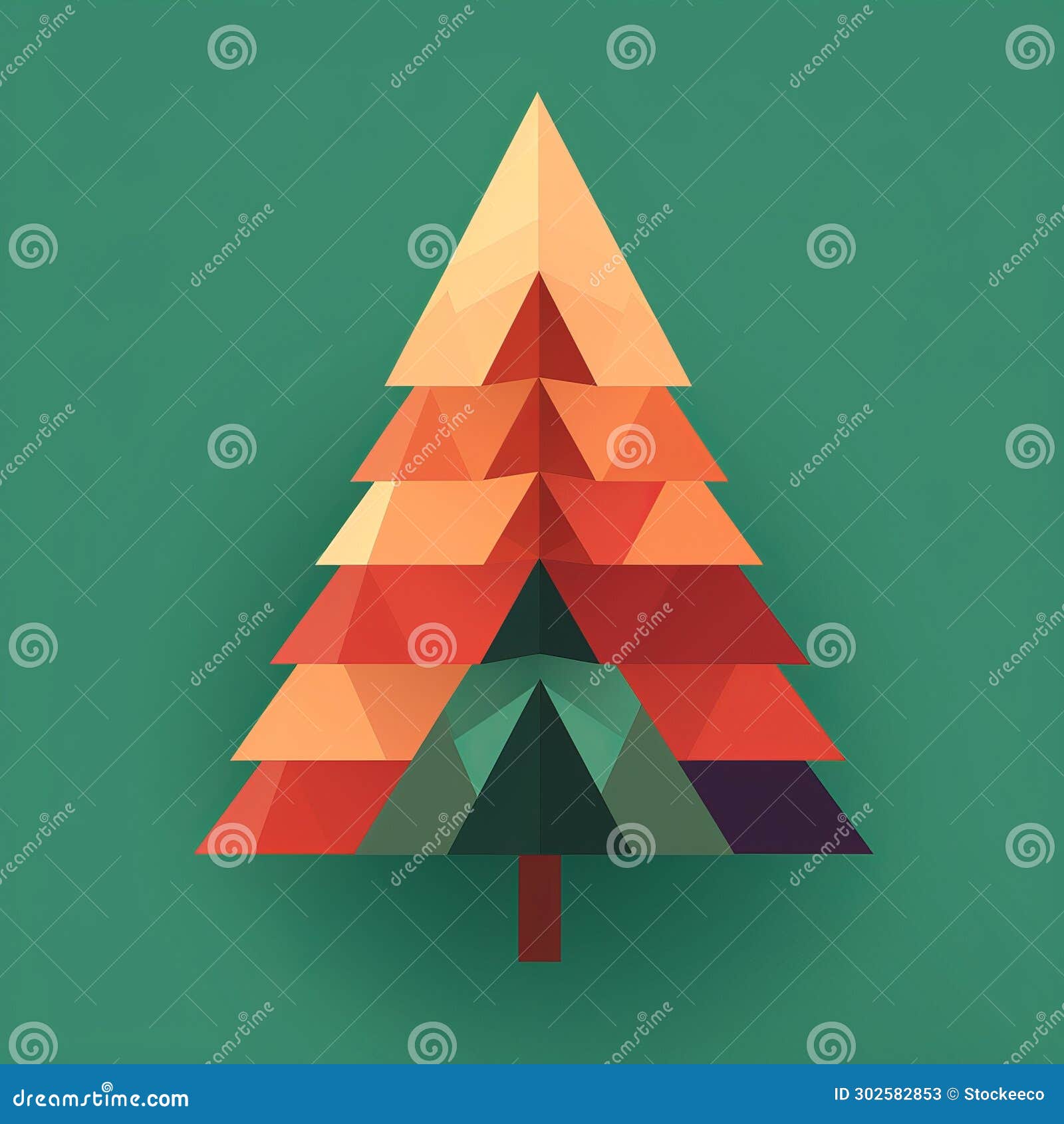 Geometric Christmas Tree Vector Illustration with Subtle Gradients ...
