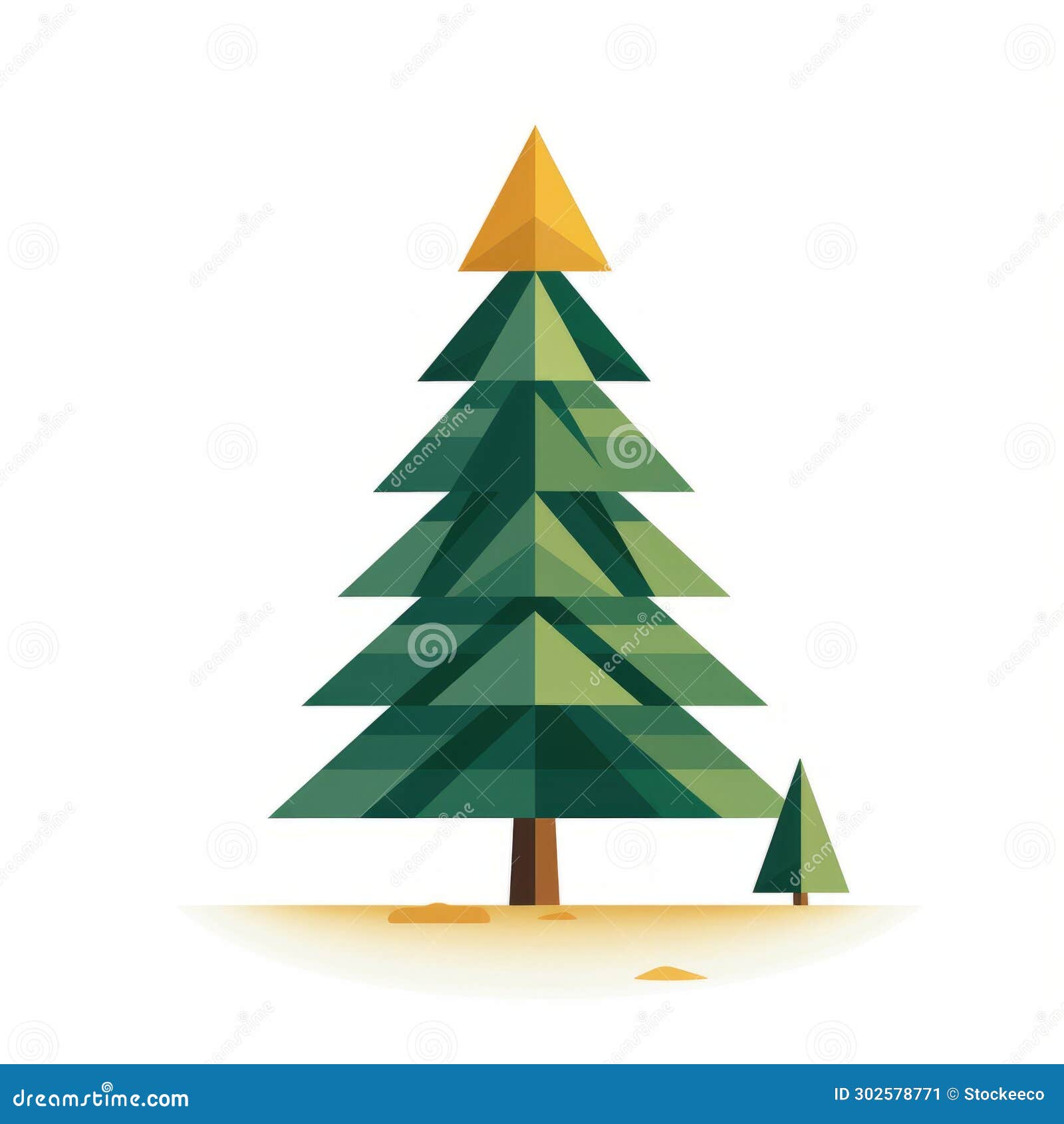 Geometric Christmas Tree Vector Illustration in Yellow and Green Stock ...