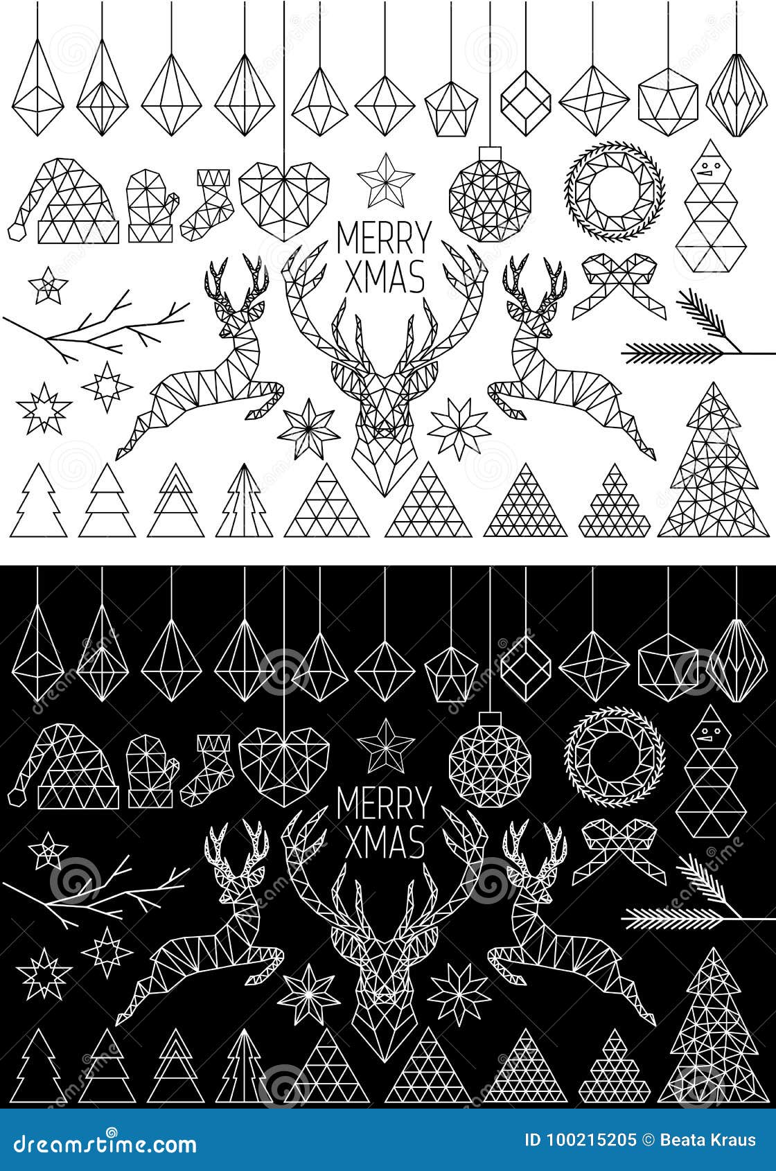Geometric Christmas, Vector Set Stock Vector - Illustration of modern ...