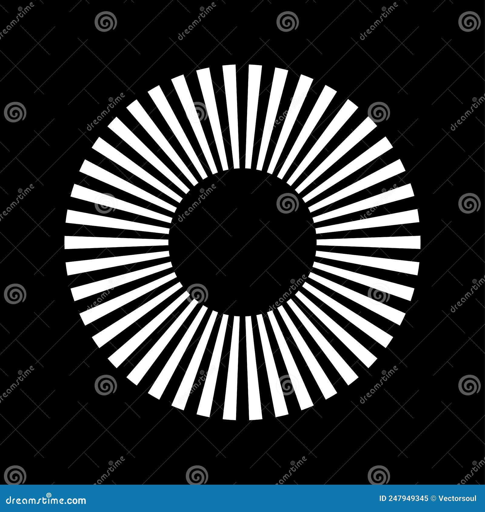 Geometric Circle Element with Dashed Lines. Radial, Radiating Element ...