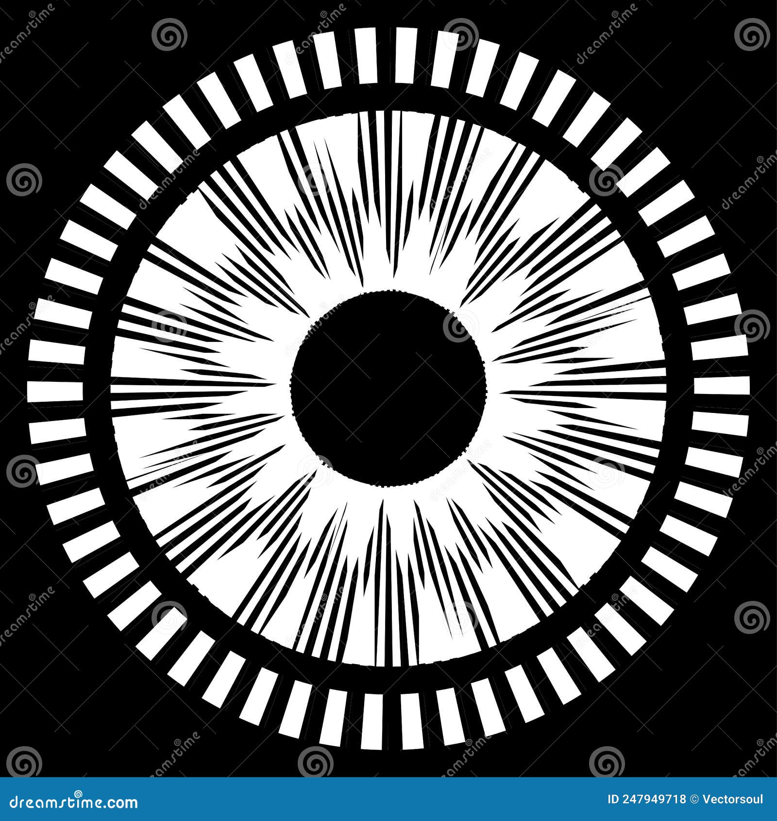Geometric Circle Element with Dashed Lines. Radial, Radiating Element ...