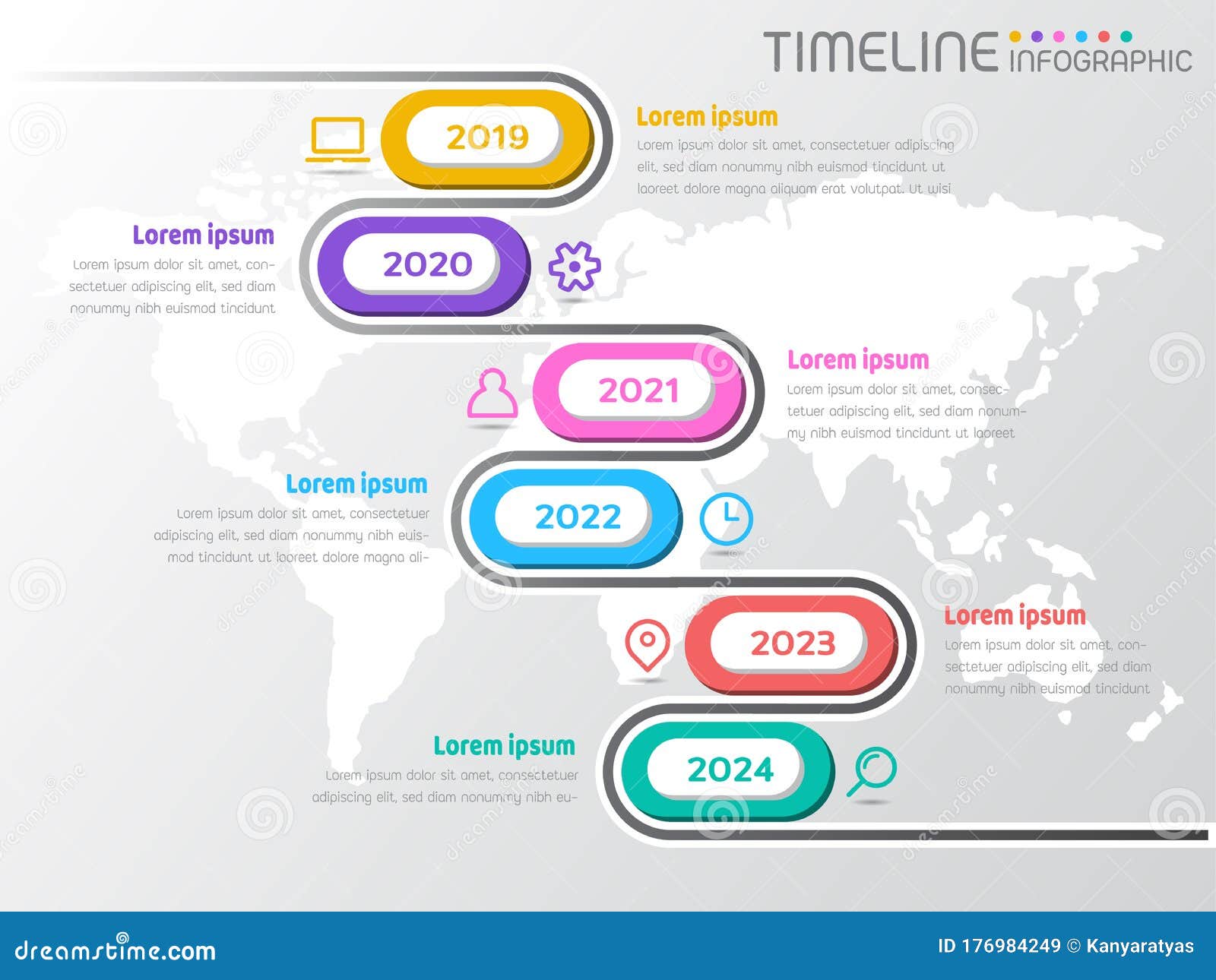 Geometric Circle Shape Elements with Steps,options,milestone,processes ...