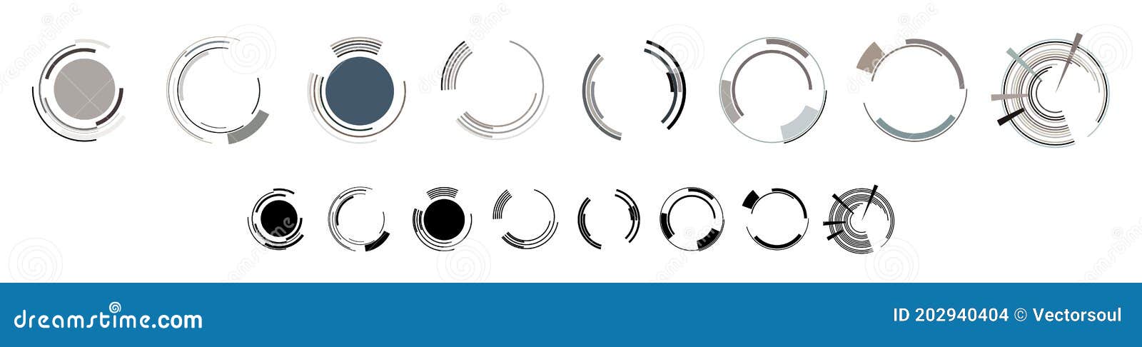 Geometric Circles, GUI, UI, HUD Segmented Circles Stock Vector ...