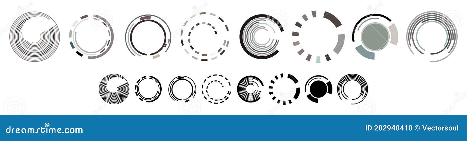 Geometric Circles, GUI, UI, HUD Segmented Circles Stock Vector ...