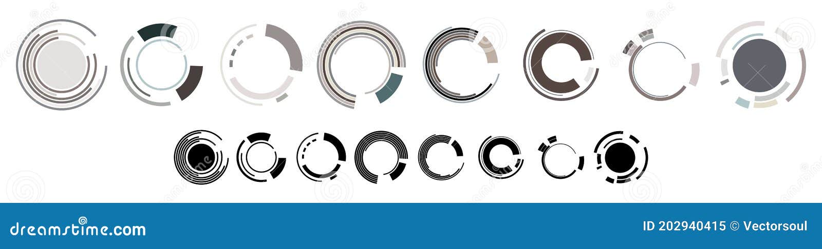 Geometric Circles, GUI, UI, HUD Segmented Circles Stock Vector ...