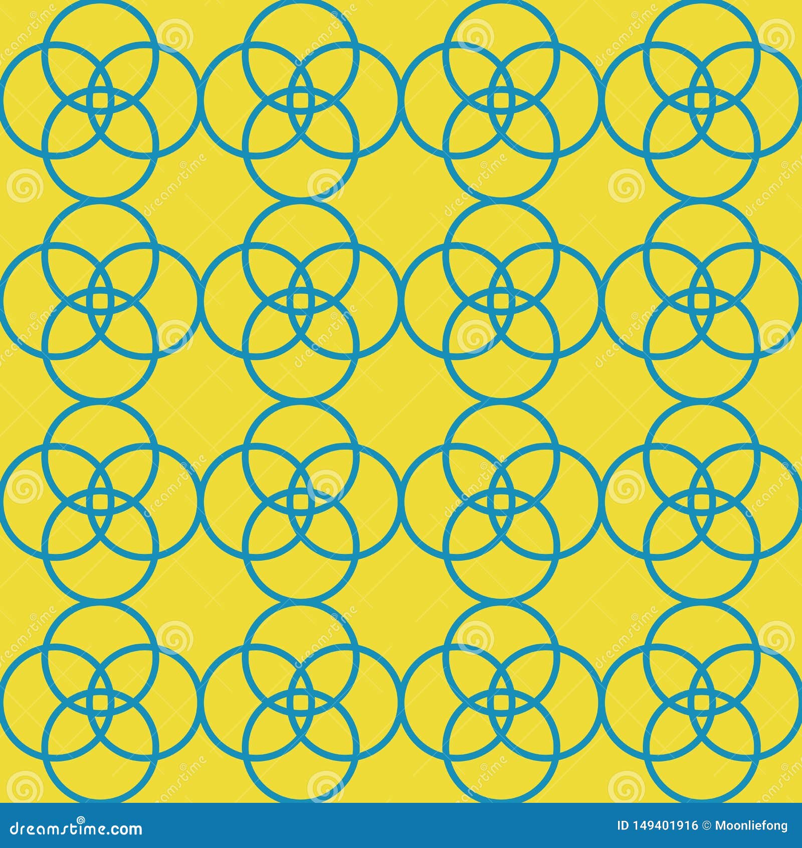 Blue Yellow Geometric Circles Repeat Pattern Design Stock Vector ...