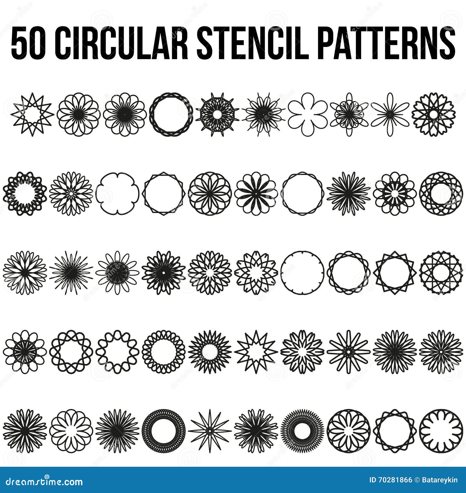 Geometric Circular Ornament Set. Isolated Vector Mandalas ...