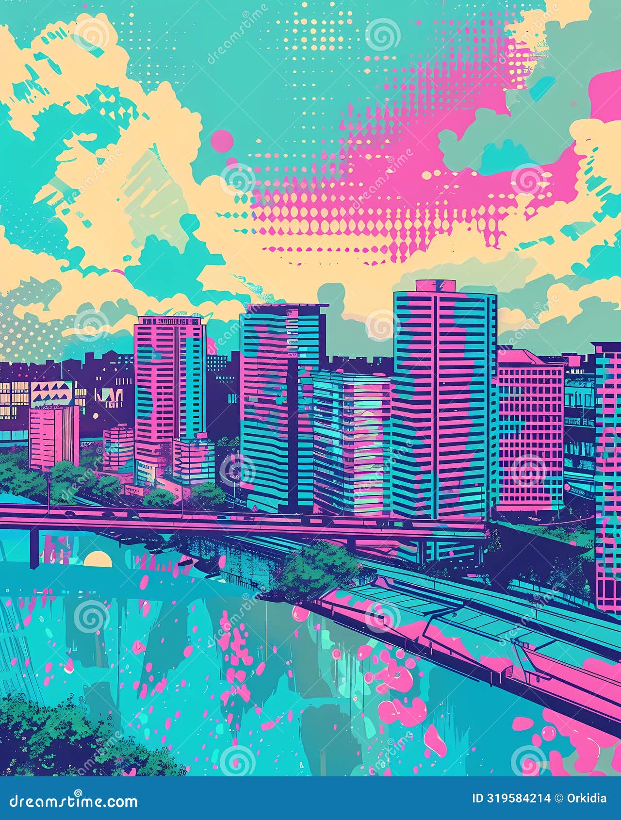 Geometric City Background with a Beautiful Skyline Stock Illustration ...