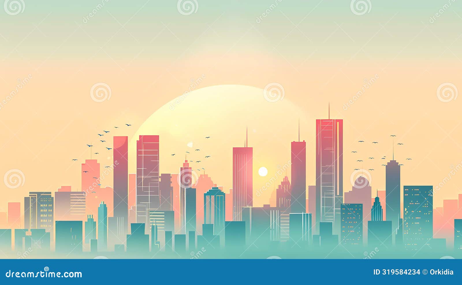 Geometric City Background with a Beautiful Skyline Stock Illustration ...