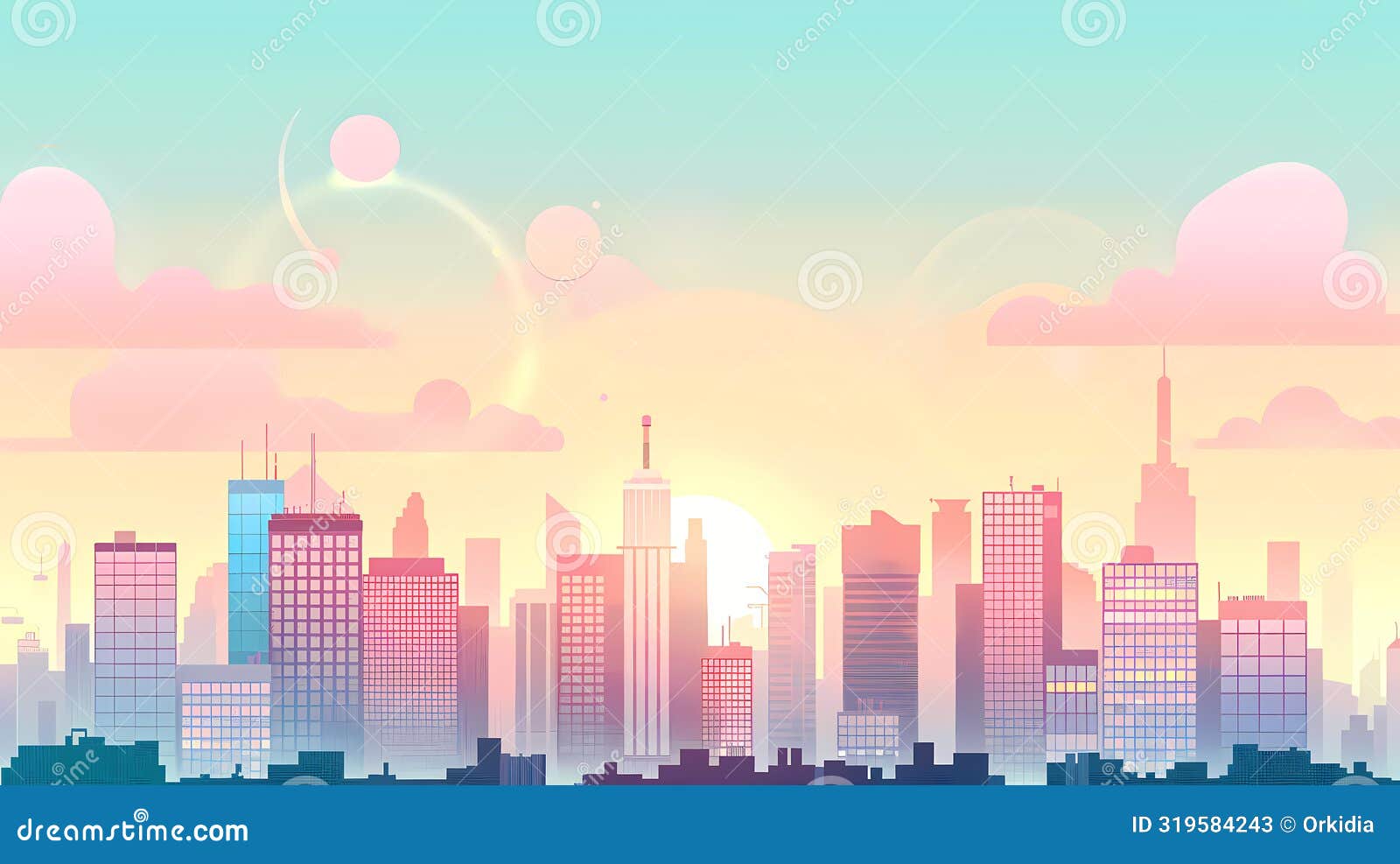 Geometric City Background with a Beautiful Skyline Stock Illustration ...