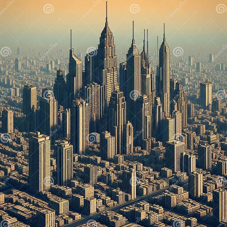 Geometric City a Geometric Shape Based Cityscape Created Using a Stock ...