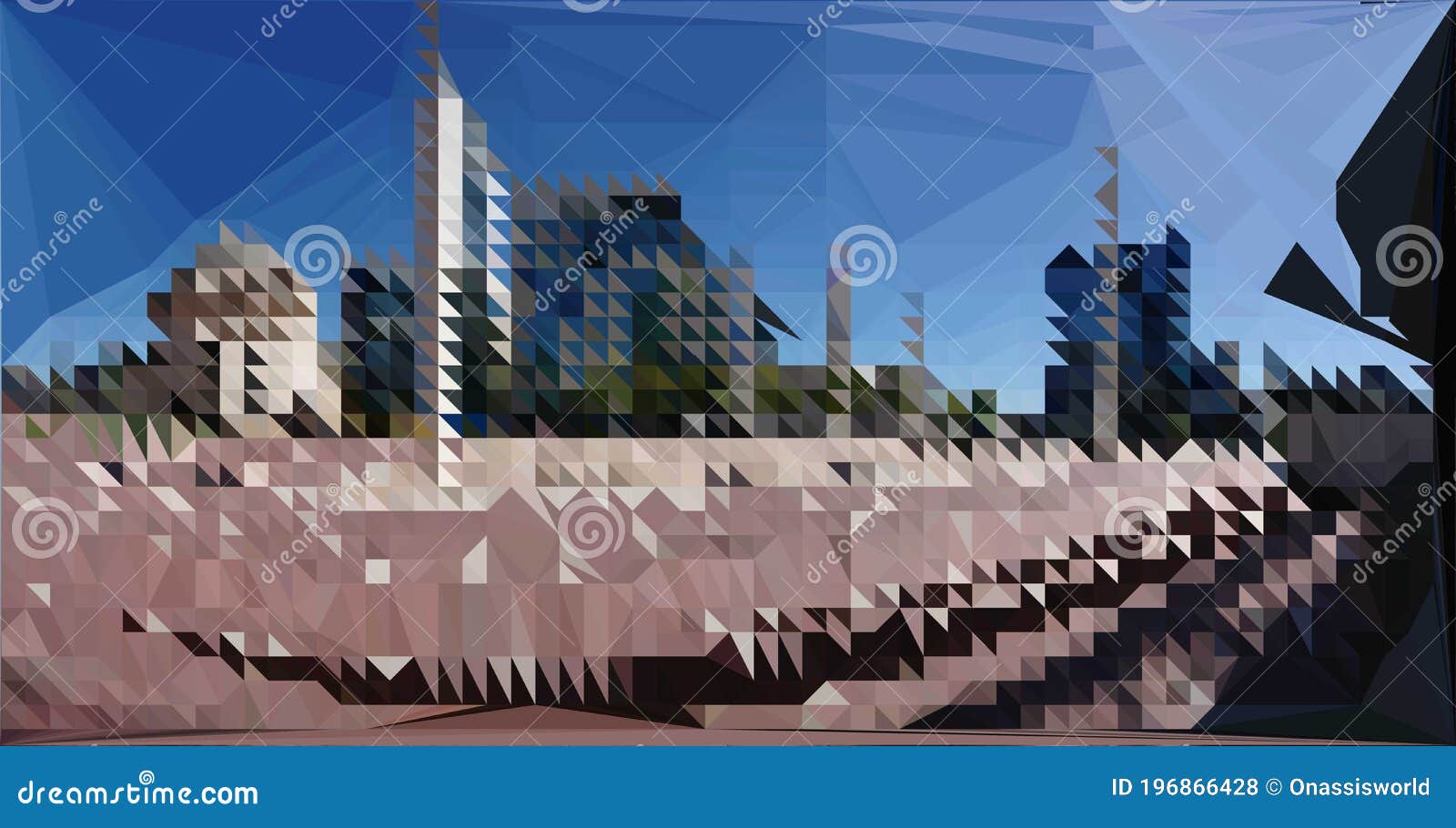 Geometric Cityscape Skyscape Abstract Illustration Stock Illustration ...