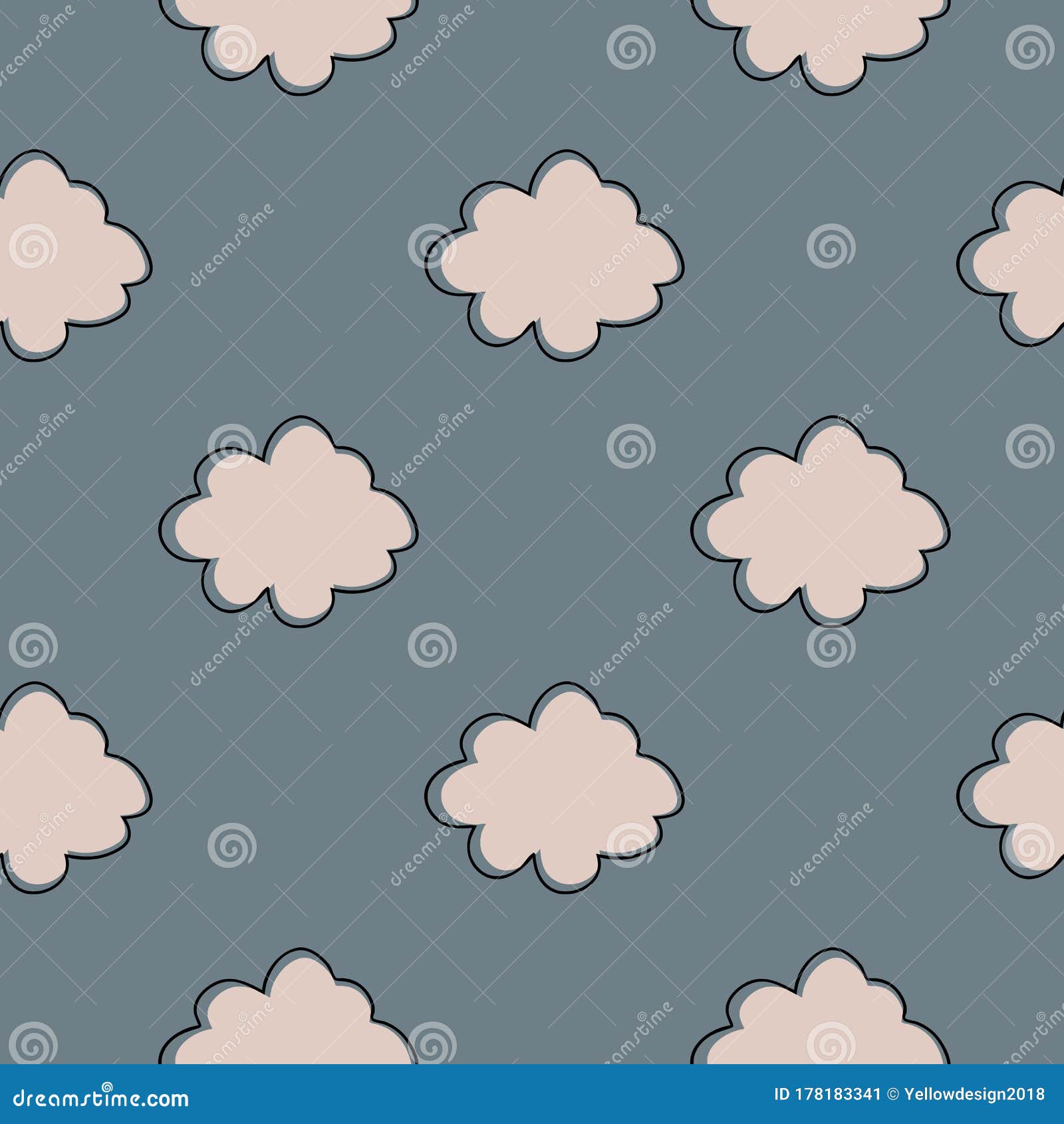 Geometric Cloud Sky Seamless Pattern. Simple Cloudy Texture Wallpaper ...