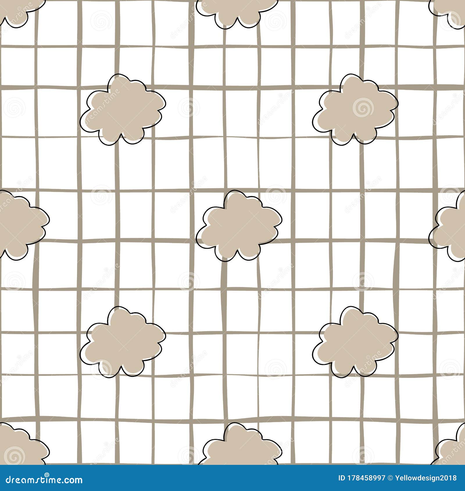 Geometric Cloud Sky Seamless Pattern on Stripes Background. Simple ...