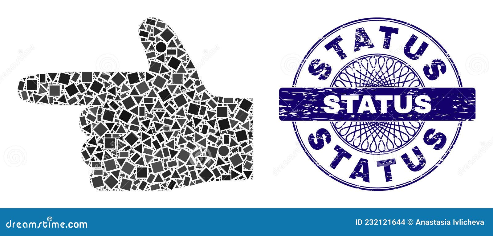 Distress Status Stamp and Geometric Hand Pointer Left Mosaic Stock ...