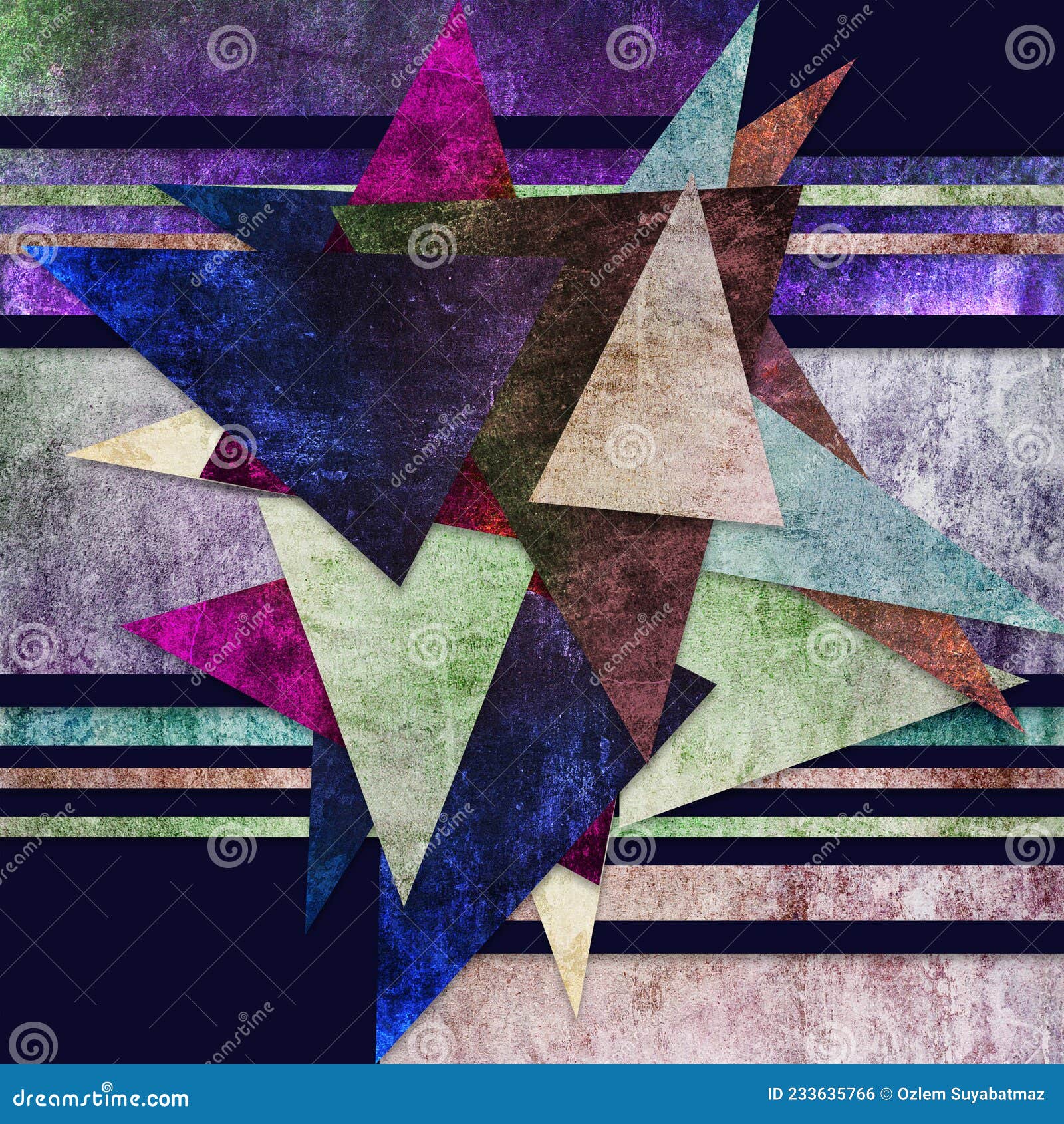 Geometric Collage with Overlapping Triangles with Vintage Texture Stock ...