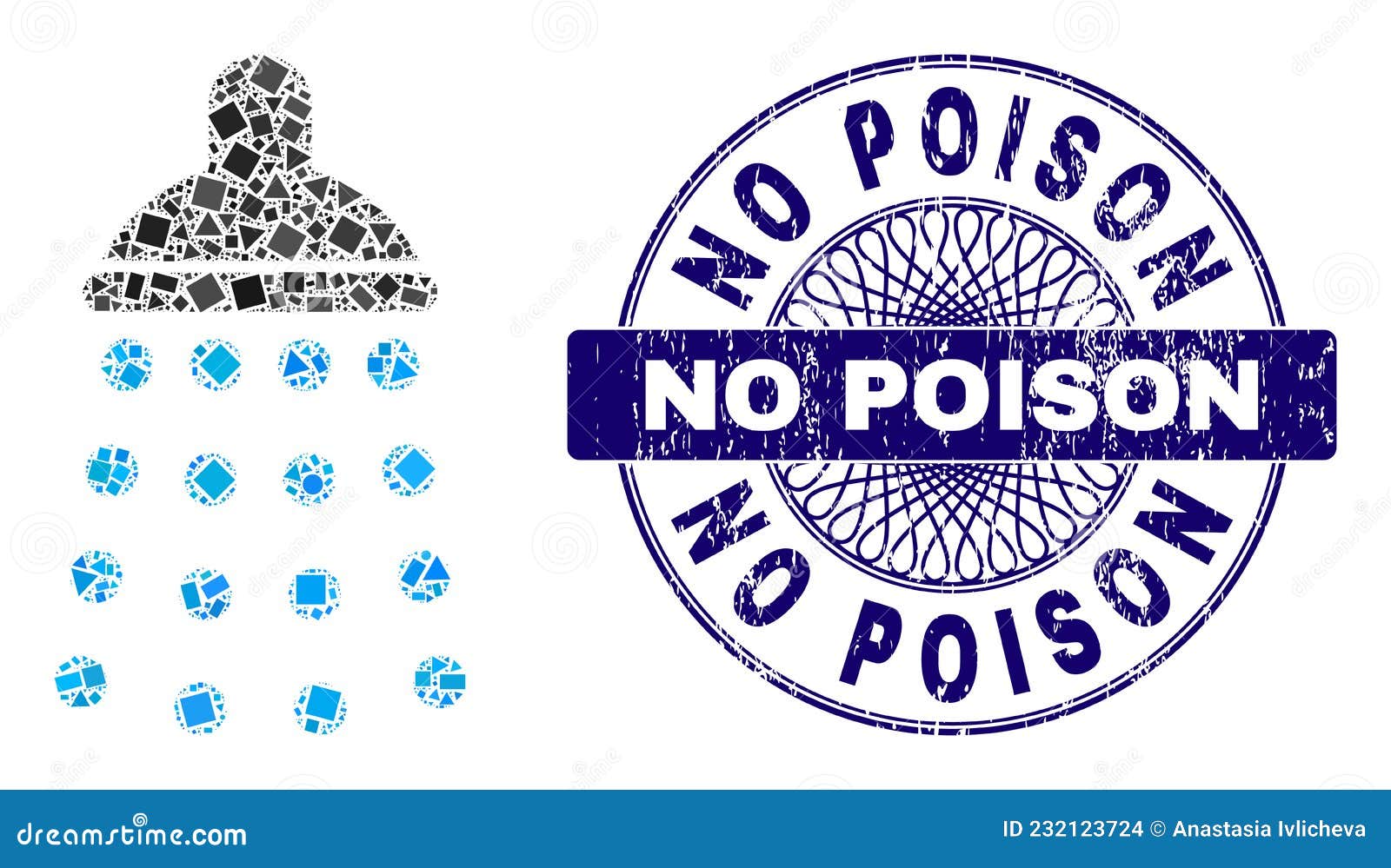 Scratched No Poison Seal and Geometric Shower Mosaic Stock Vector ...