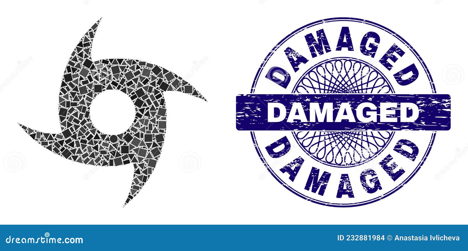 Grunge Damaged Badge and Geometric Tornado Mosaic Stock Vector ...
