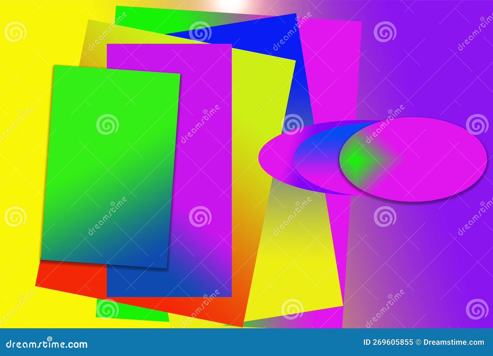 Overlapping and Slanted Colored Rectangles and Circles Stock ...