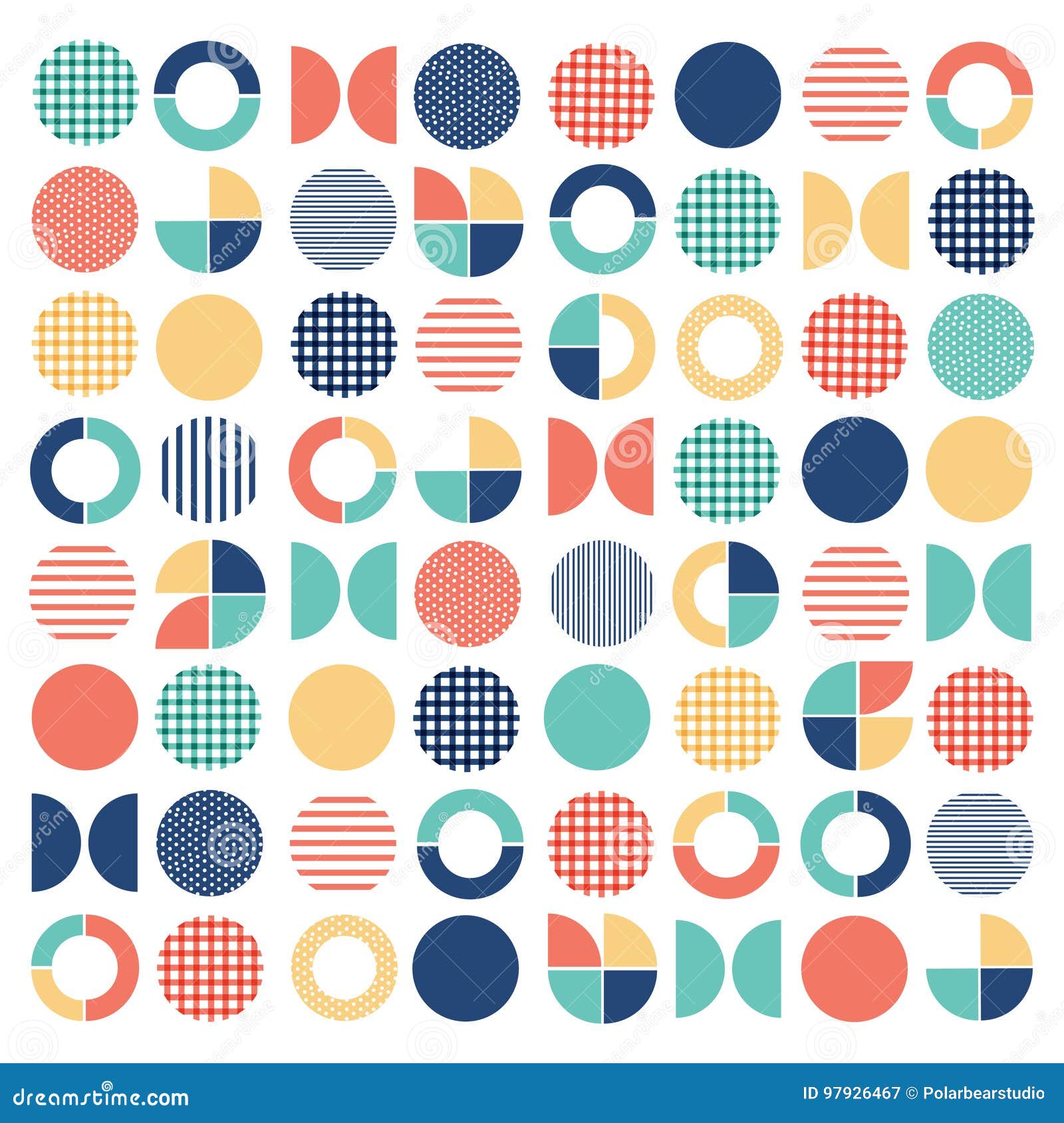 Geometric Colorful Mixed Circle Seamless Pattern Stock Illustration ...