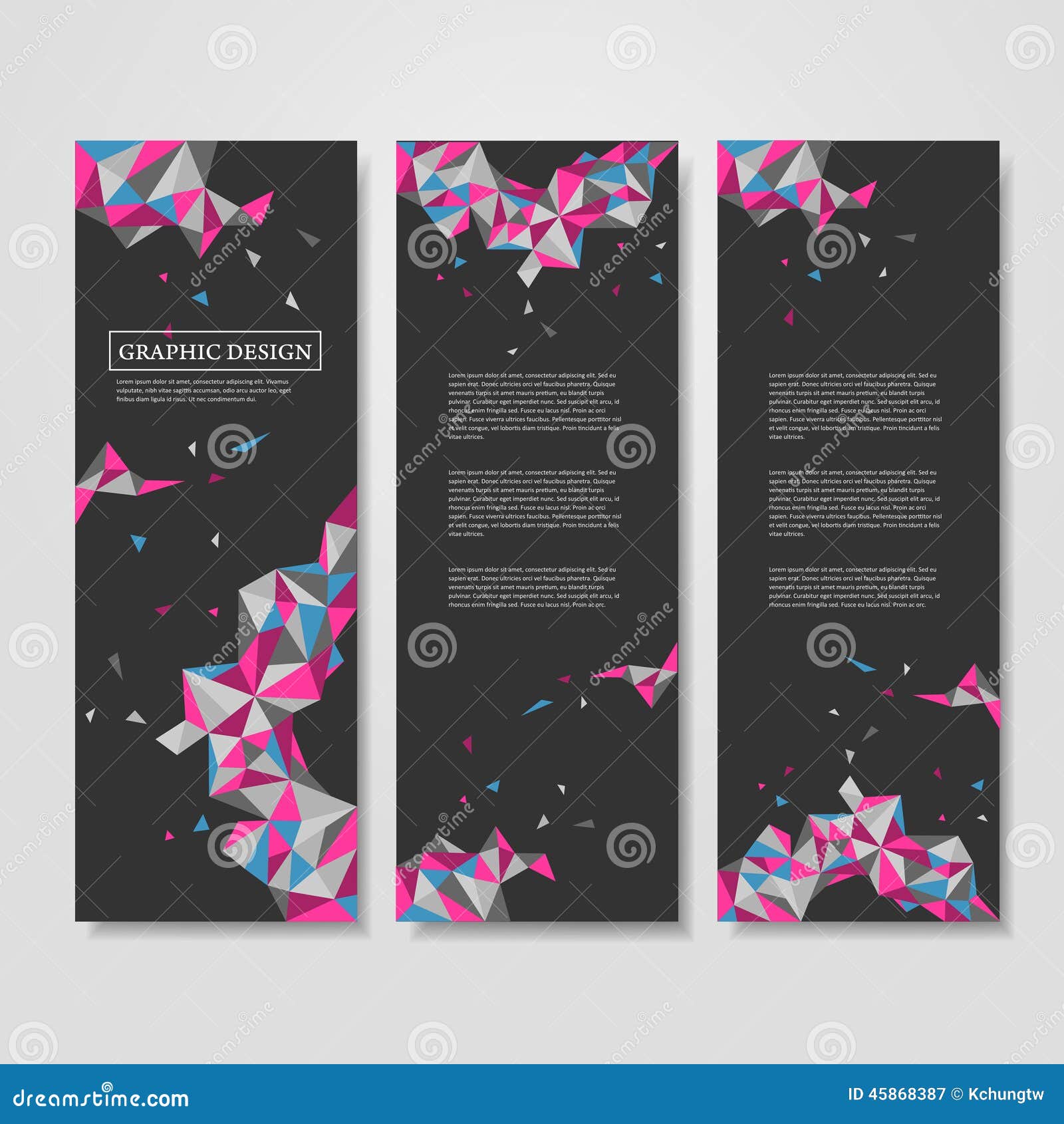 Geometric Colorful Triangles Design for Banners Set Stock Vector ...