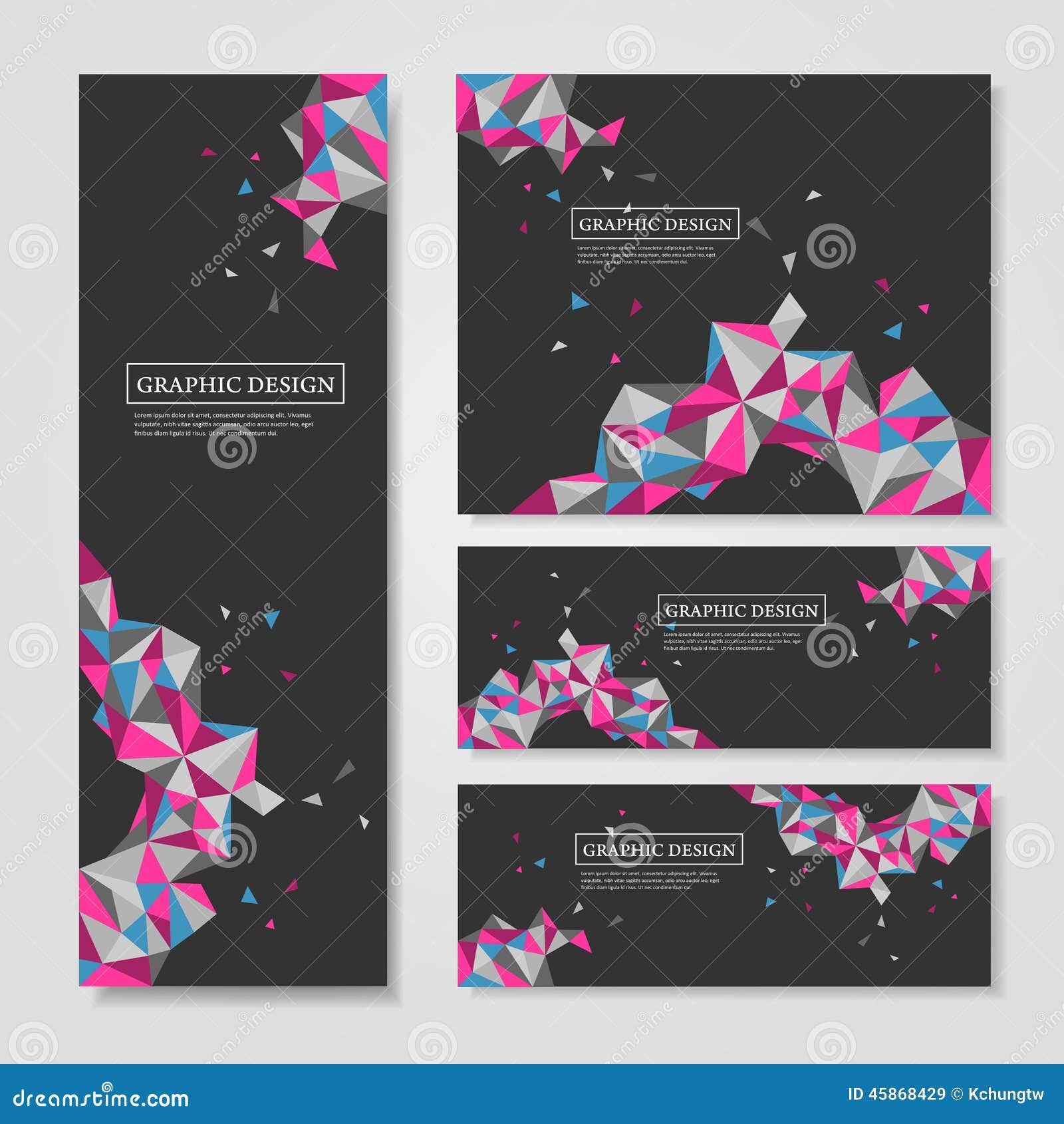 Geometric Colorful Triangles Design for Banners Set Stock Vector ...