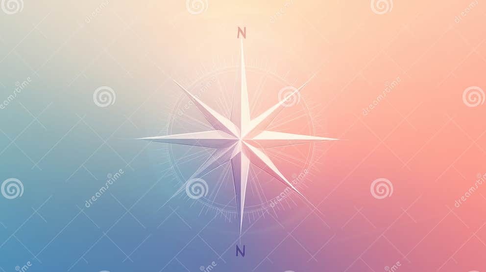 This Geometric Compass Rose Features Defined Lines and a Central Point ...