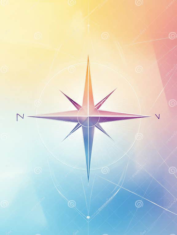 A Geometric Compass Rose Features Sharp Lines and a Central Point ...