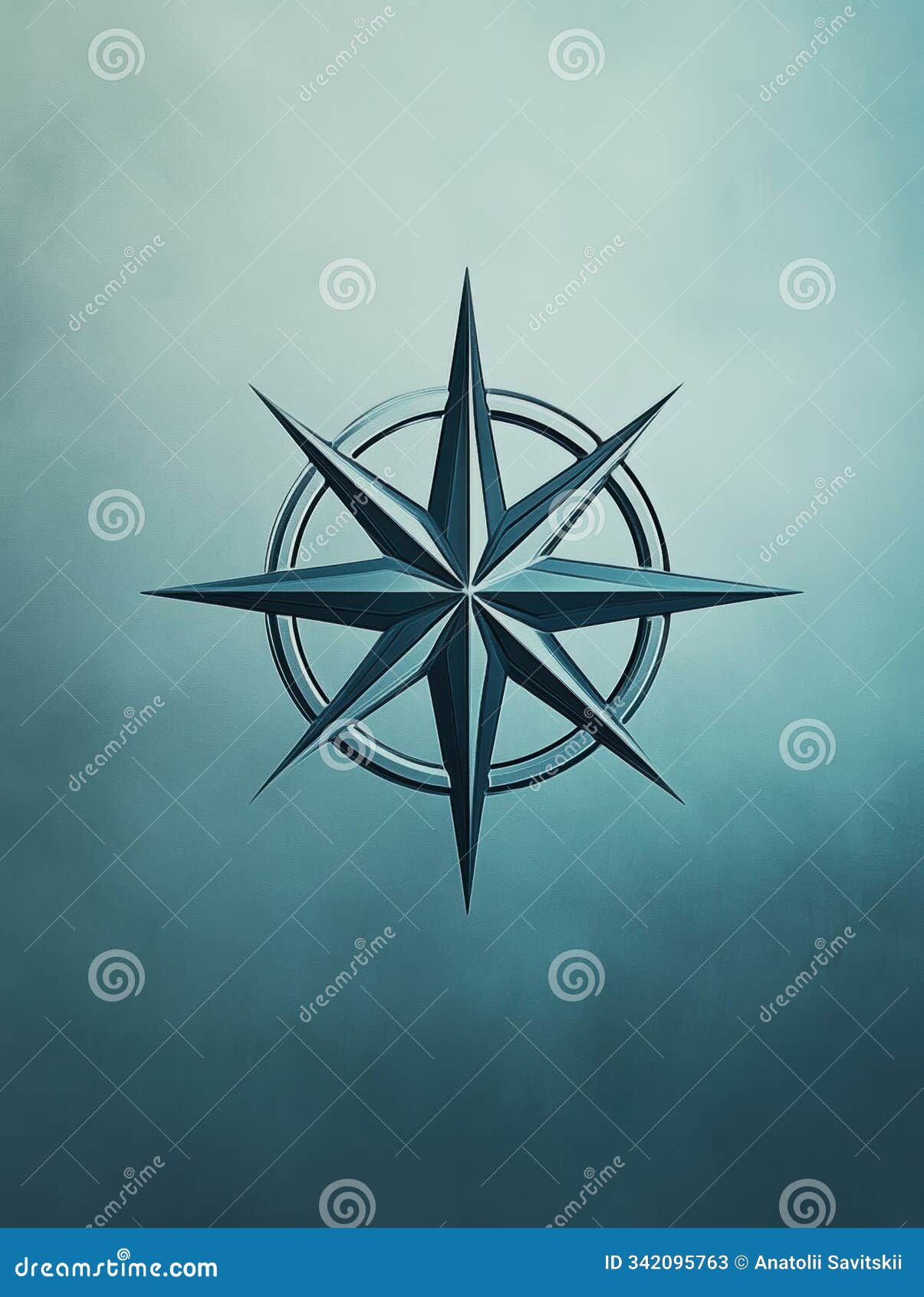 A Geometric Compass Rose Features Sharp Lines and a Central Point, Set ...