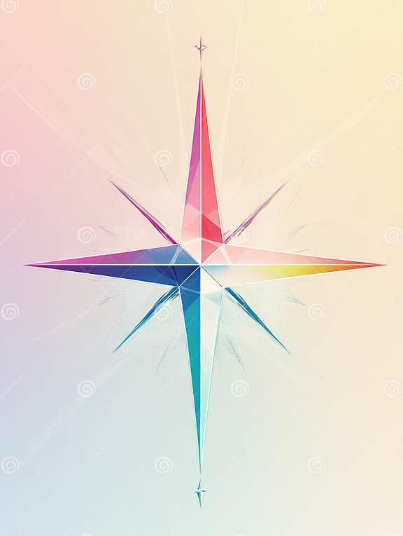 This Geometric Compass Rose Features Vibrant Colors and Sharp, Clean ...