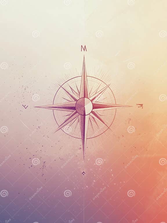 A Geometric Compass Rose with a Sharp Design and a Central Point Serves ...