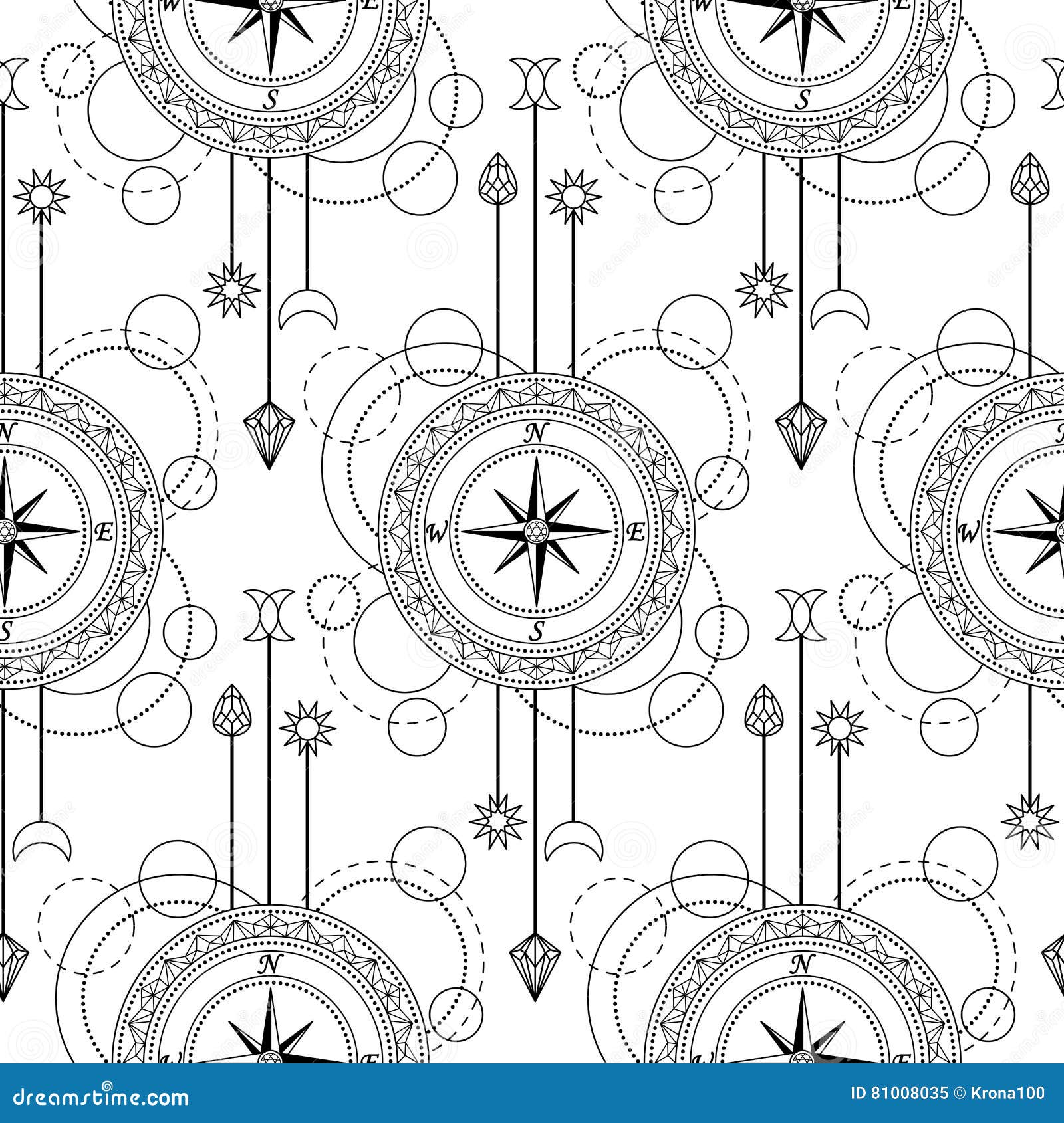 Geometric Compass Seamless Pattern Stock Vector - Illustration of page ...