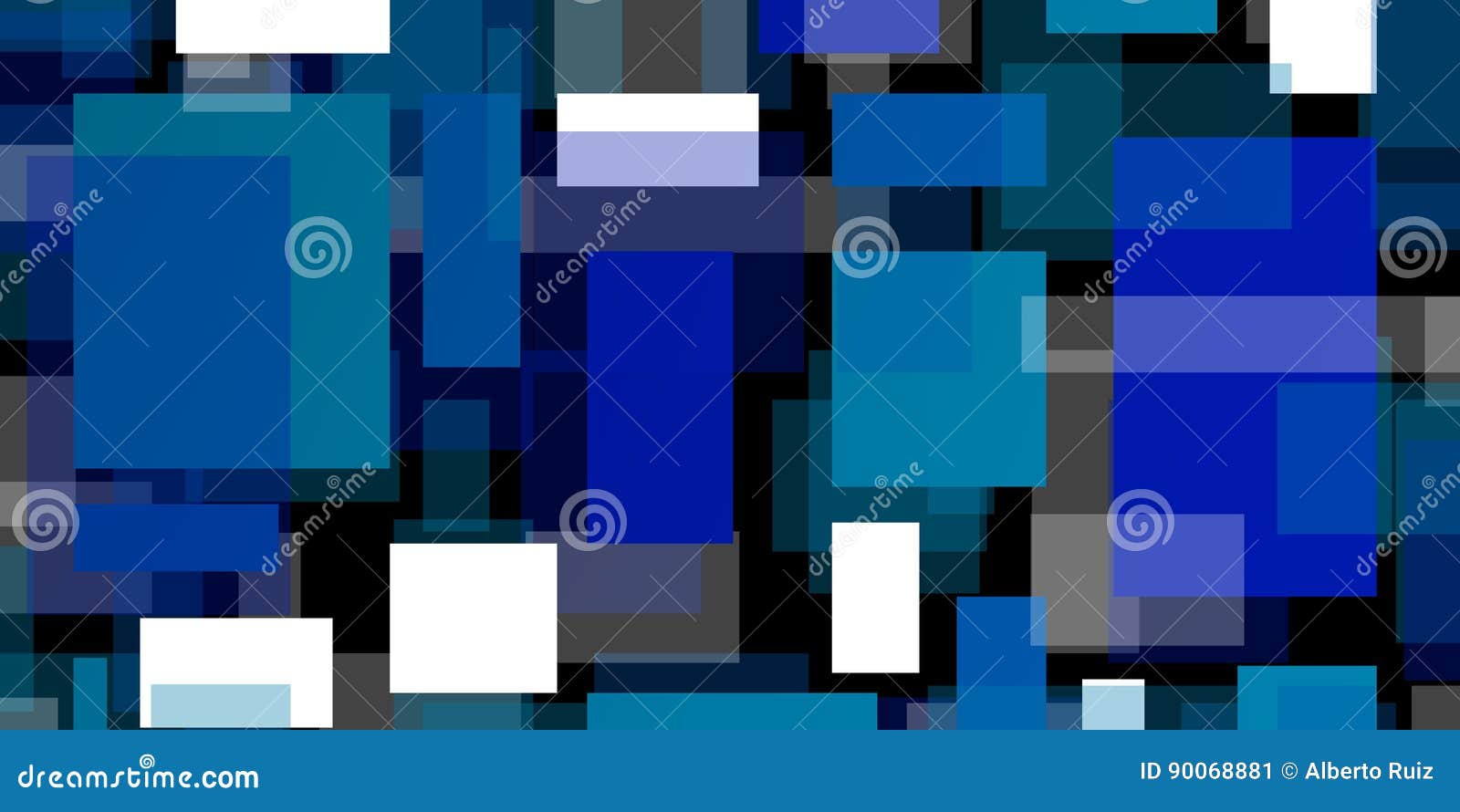 Geometric Composition in Blue Black and White Stock Illustration ...