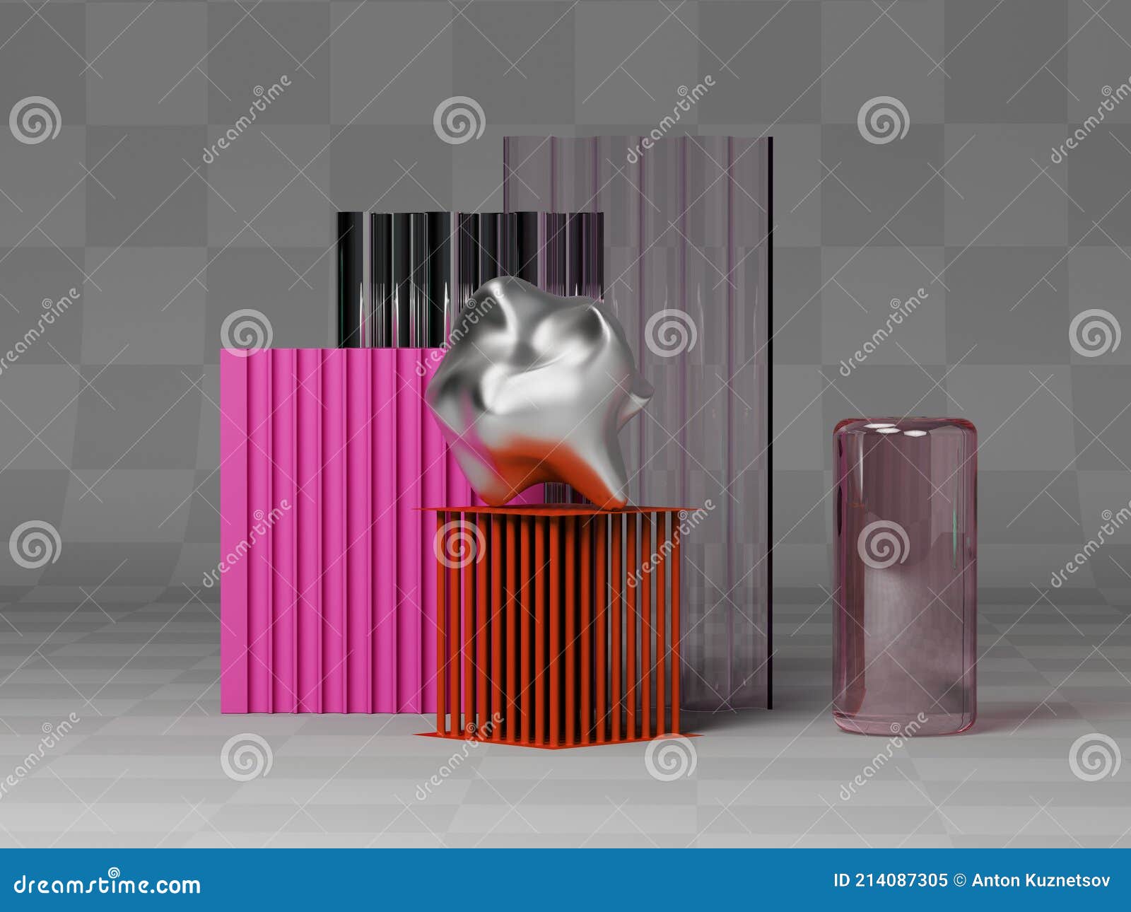 Geometric Composition of Different Objects, 3D Rendering Stock ...
