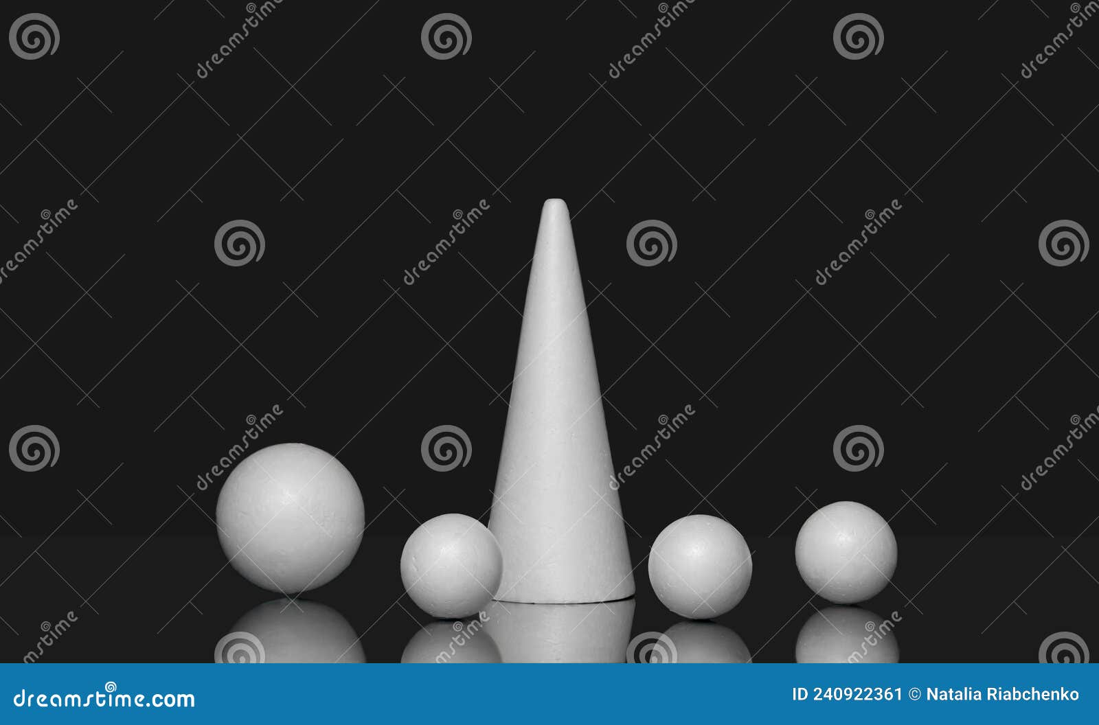 Geometric Composition of Various 3D Shapes. White Polystyrene Cone ...