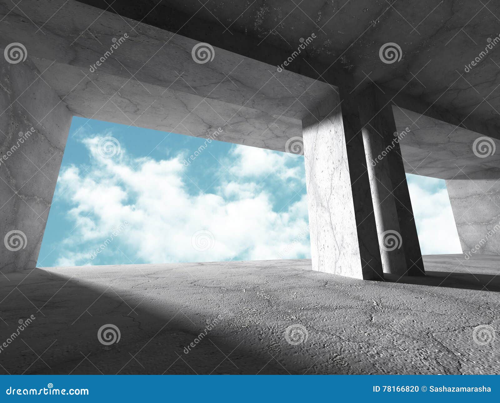 Geometric Concrete Architecture. Empty Room Modern Design Background ...