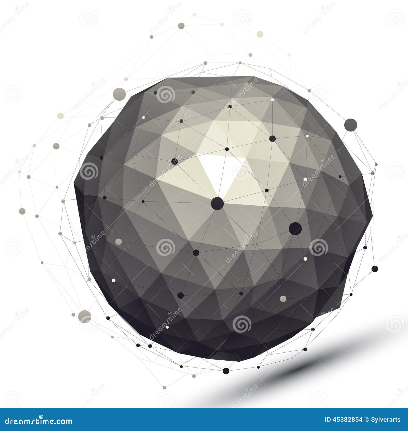 Geometric Contrast Spherical Figure with Wire Mesh Stock Vector ...