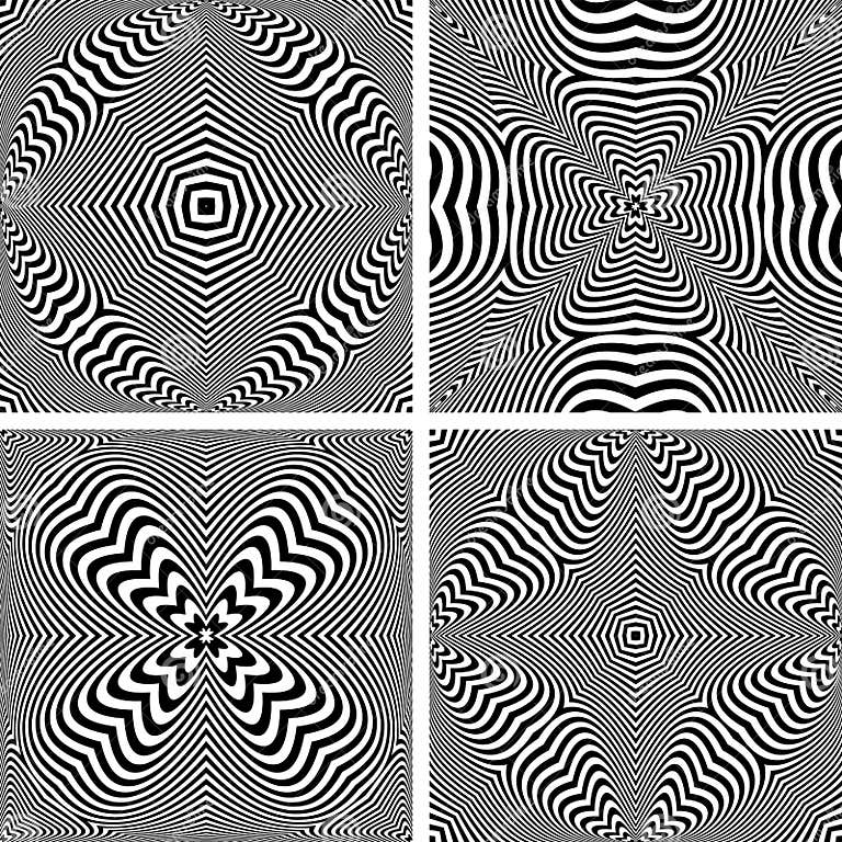 Geometric Convex Patterns Set. Striped Lines Textures Stock Vector ...