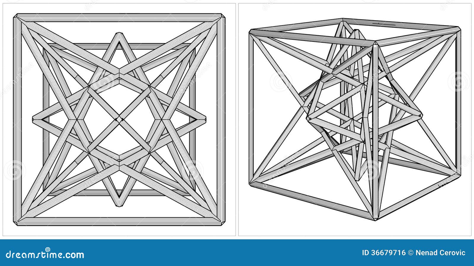 Geometric Creation of Cube and Pyramid on Its Six Sides Vector Stock ...