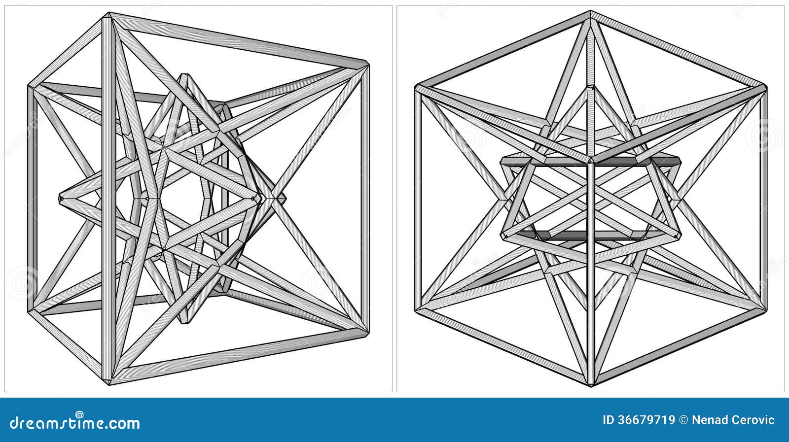 Geometric Creation of Cube and Pyramid on Its Six Sides Vector Stock ...